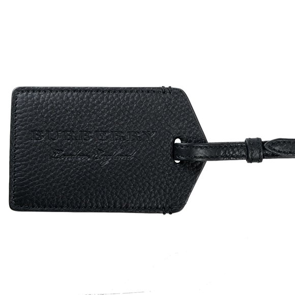 Burberry | Accessories | Burberry Black Pebbled Leather Luggage Tag ...